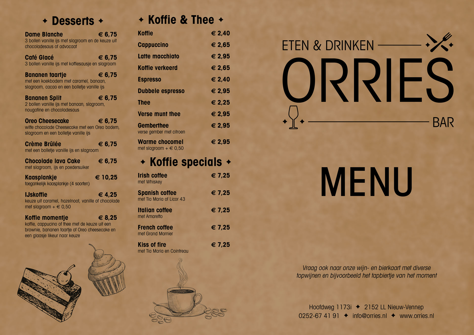 Complete menu kaart - orries.nl
